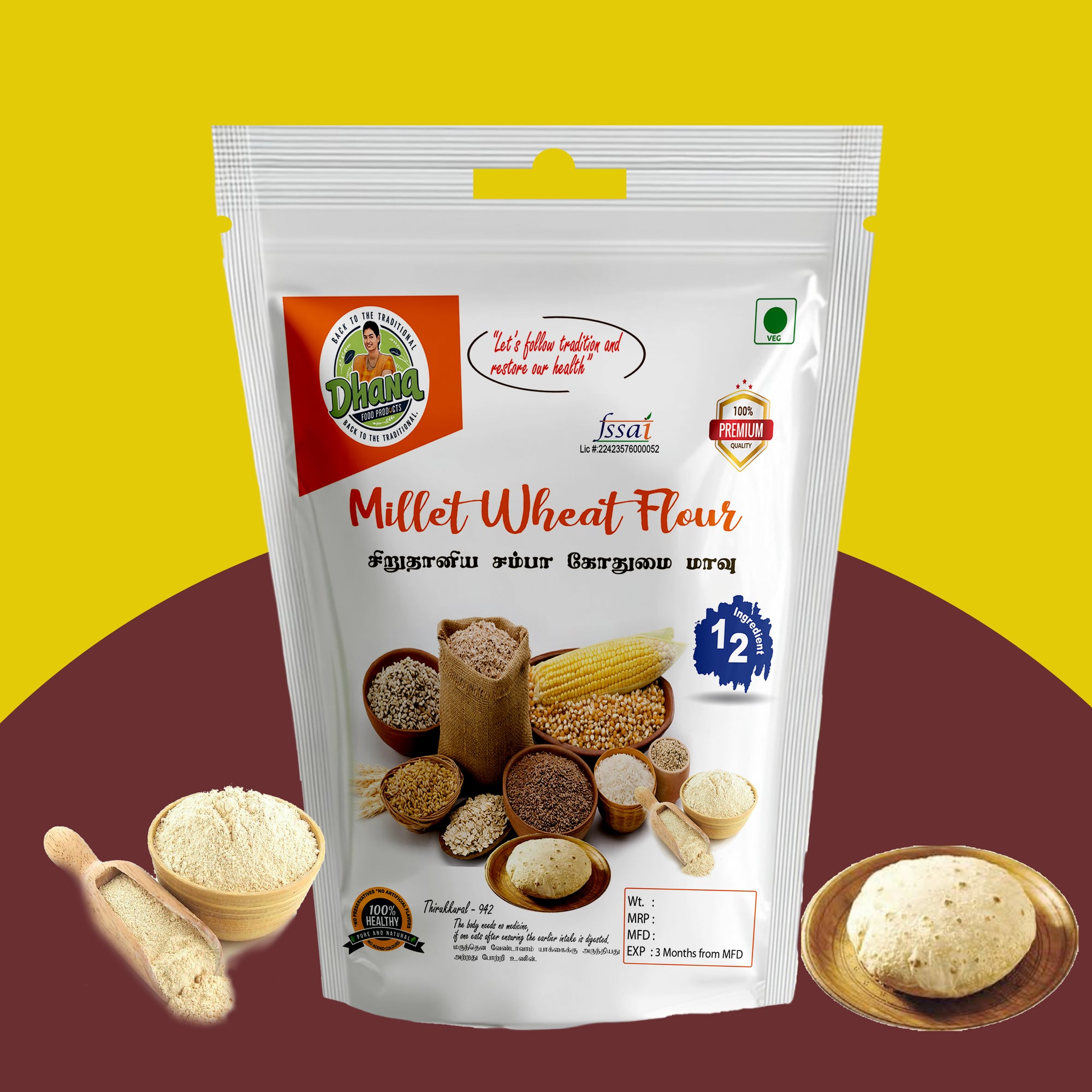 Millet wheat flour (12Millets added ) / சிறுதானிய சம்பா கோதுமை மாவு ...